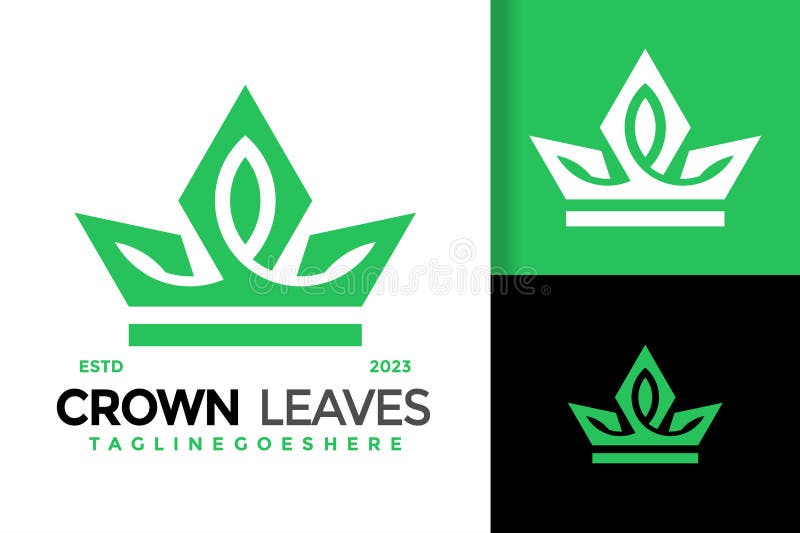 Nature Crown Leaf Logo Design Vector Symbol Icon Illustration Stock ...