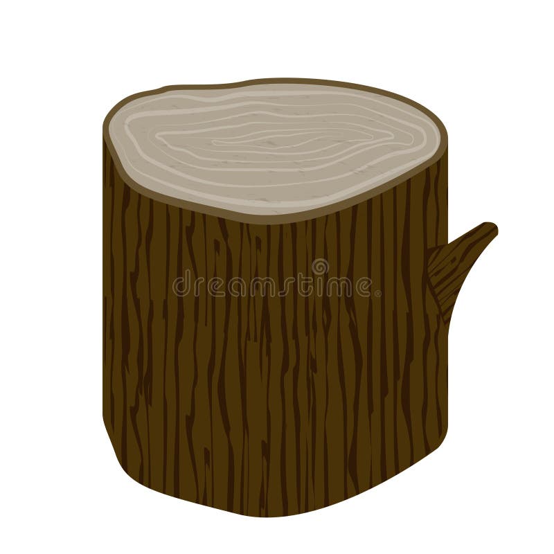 Nature Cutted Tree Trunk Timber with Growth Rings Cartoon Illustration ...