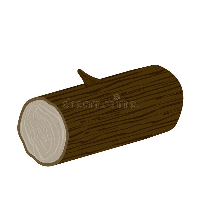 Nature Cutted Tree Trunk Timber with Growth Rings Cartoon Illustration ...