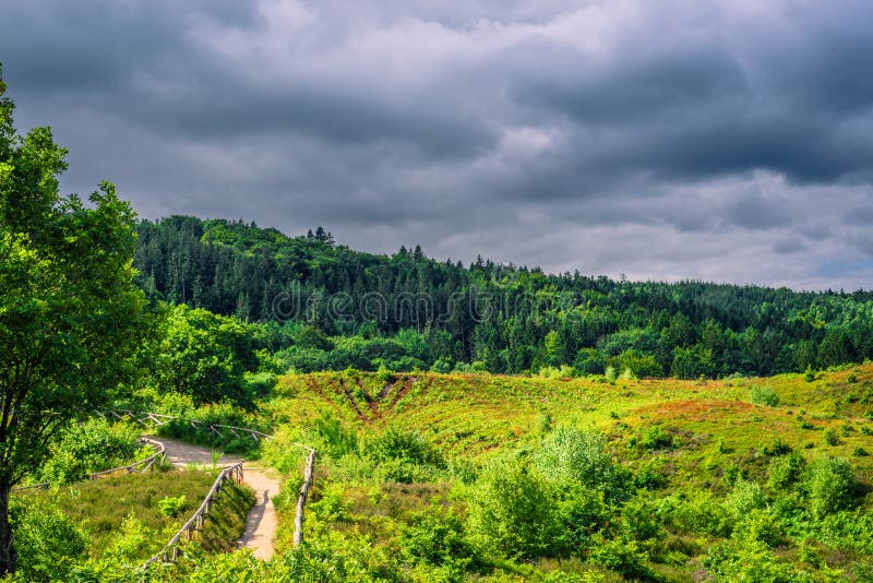 Nature in Denmark with Dark Clouds Stock Image - Image of field, rain ...