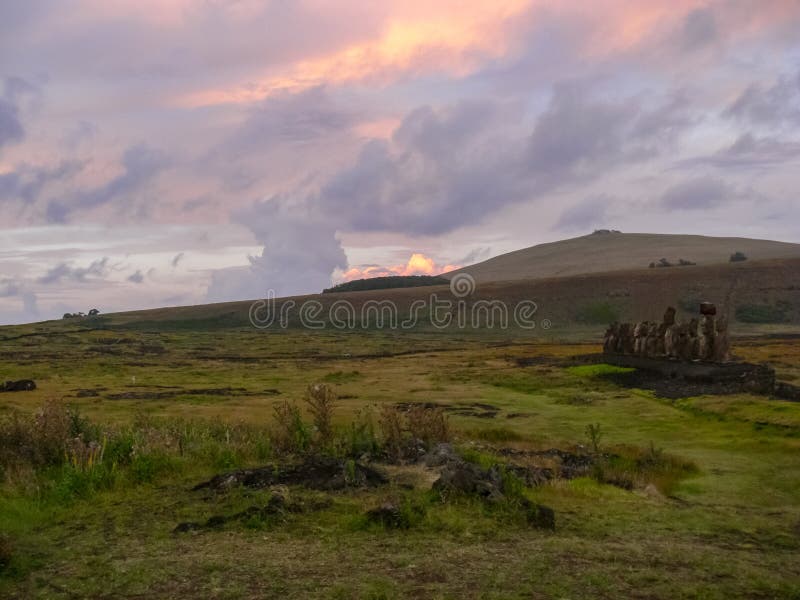 Nature of Easter Island, Landscape, Vegetation and Coast Stock Photo ...