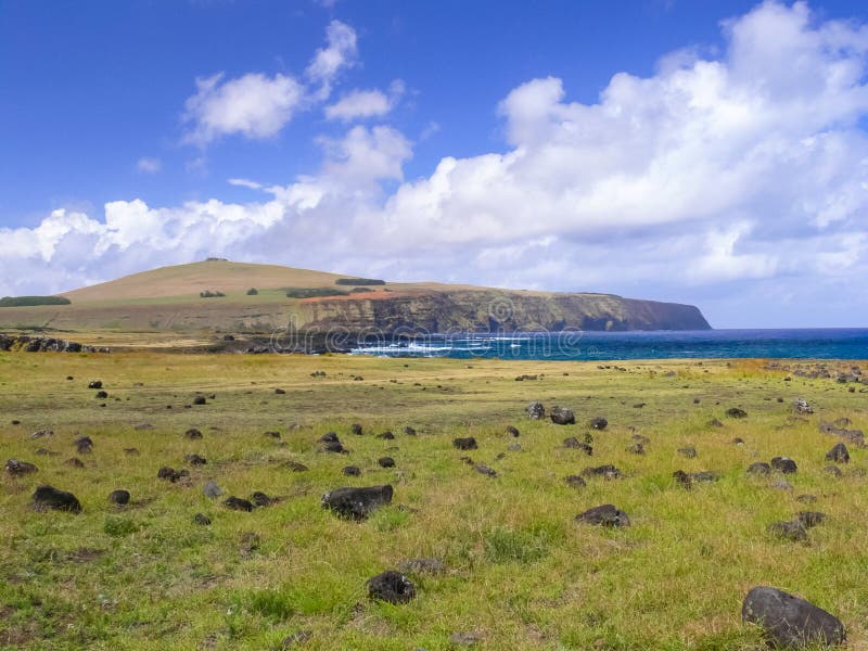 Nature of Easter Island, Landscape, Vegetation and Coast Stock Photo ...