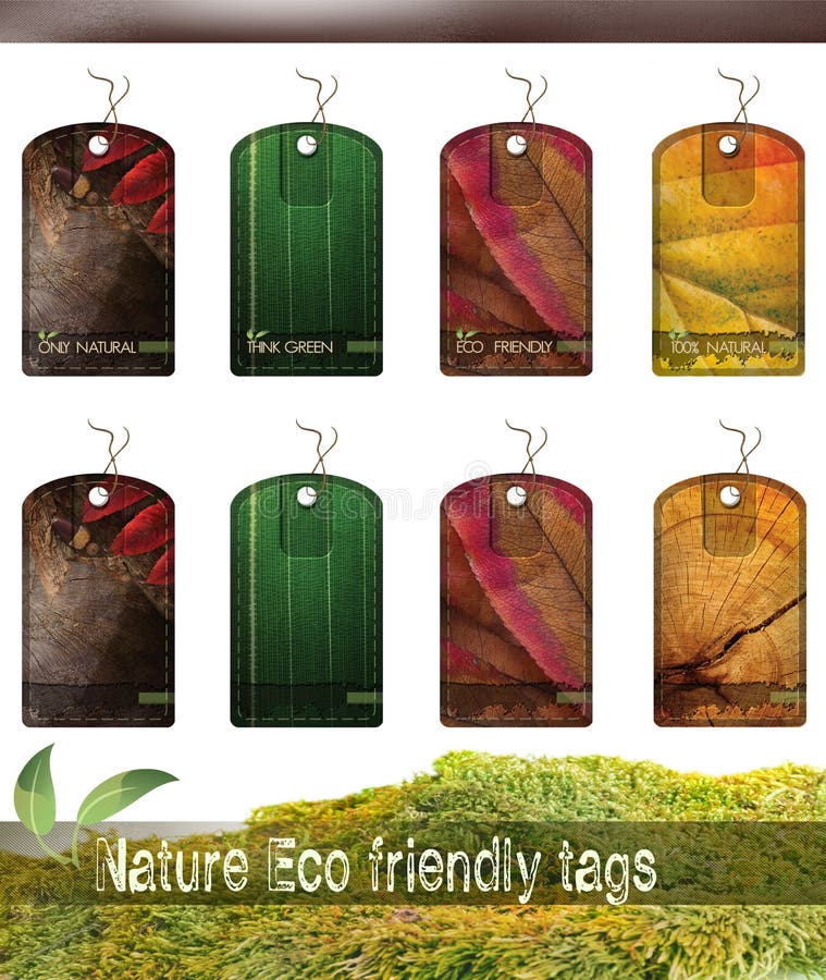 Nature Eco friendly tags stock illustration. Illustration of leaf ...