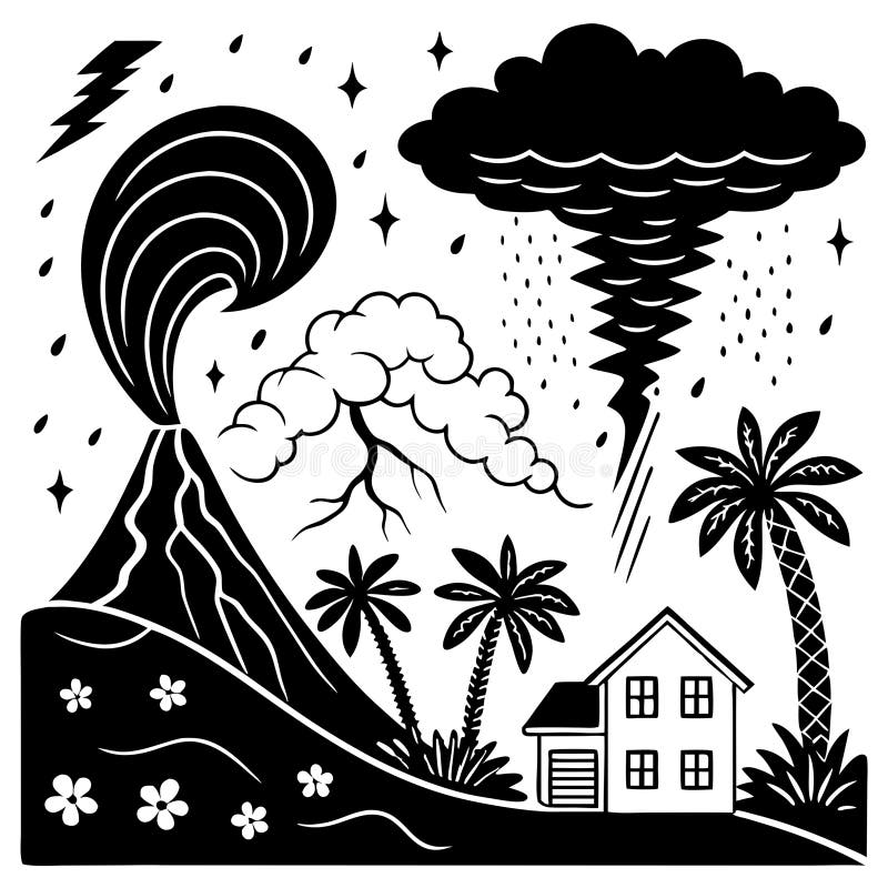 Nature Elements Featuring Volcano Lightning Tornado Rain Clouds ...