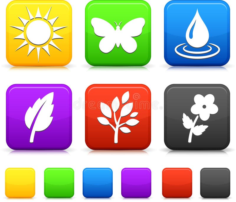 Colorful Nature Icons Isolated Stock Illustration - Illustration of ...
