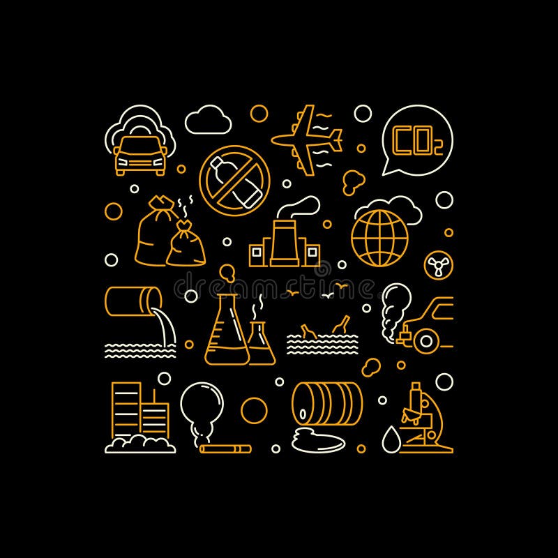 Nature or Environment Pollution Vector Concept Line Illustration Stock ...