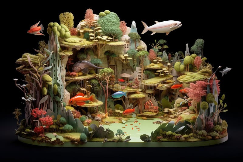 Three Dimensional Illustration of Small Ecosystem World Stock ...
