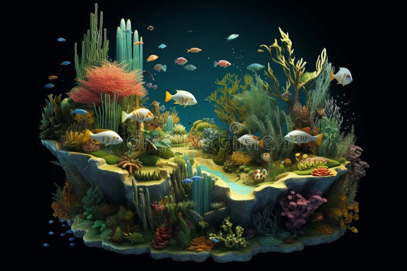 Three Dimensional Illustration of Small Ecosystem World Stock ...