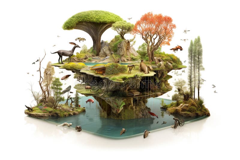 Three Dimensional Illustration of Small Ecosystem World Stock ...