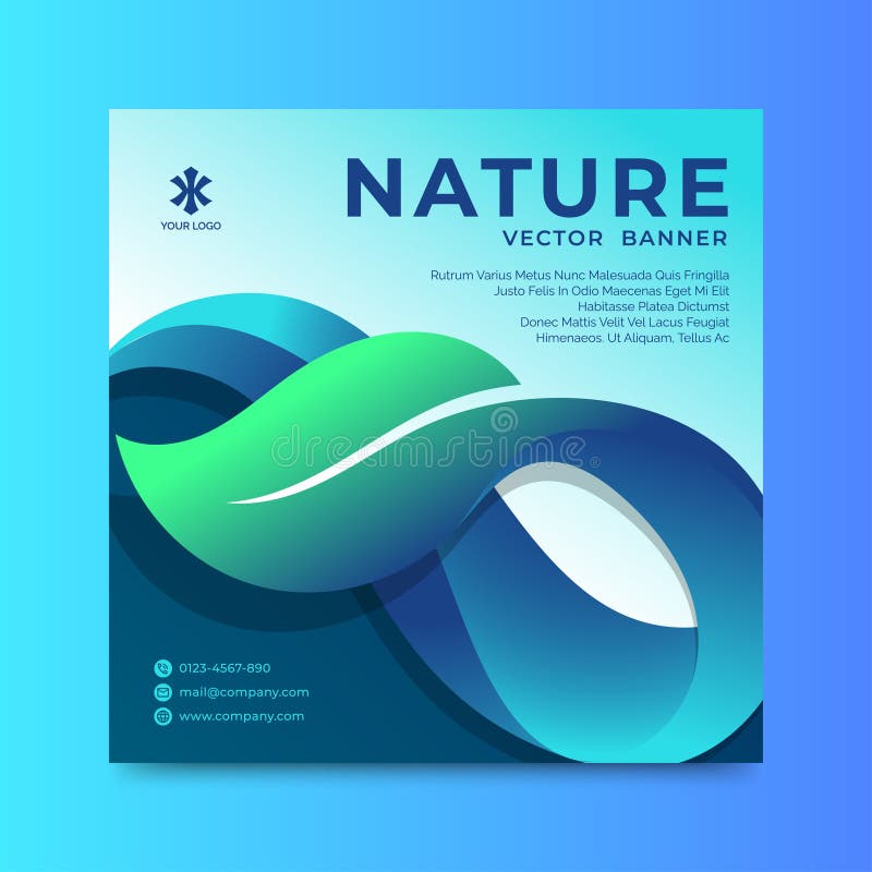 Nature Environmental Banner with Waving Leaves Vector Design Stock ...