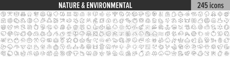 Nature and Environmental Linear Icon Collection. Big Set of 245 Nature ...