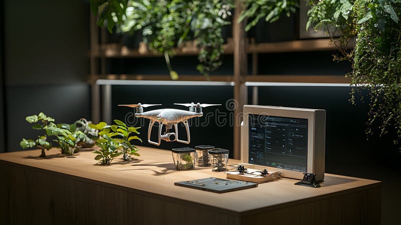 Nature Exploration Setup Featuring an Electronic Drone Surrounded by ...