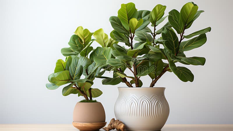 Nature Fiddle Leaf Fig Isolated on White Background Stock Illustration ...