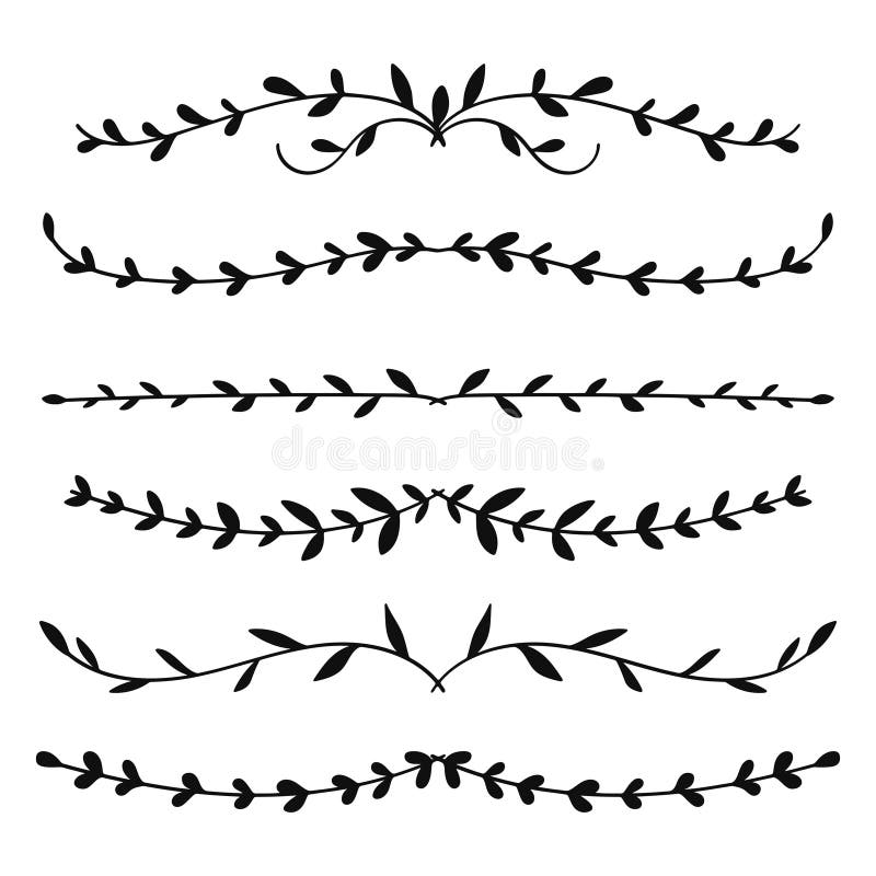 Nature Floral Silhouette Vine Line Divider for Text Layout Separator ...