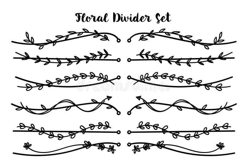 Nature Floral Vine Line Divider Hand Drawn for Text Layout Separator ...