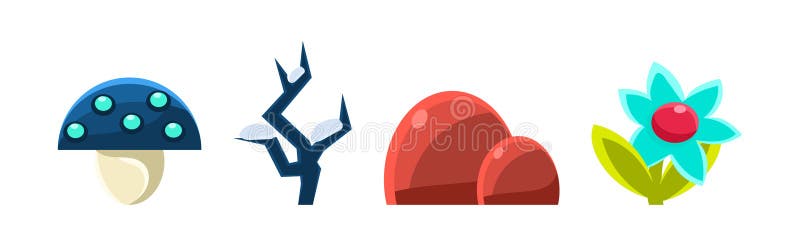 Nature Game Landscape Object and Elements Vector Set Stock Vector ...