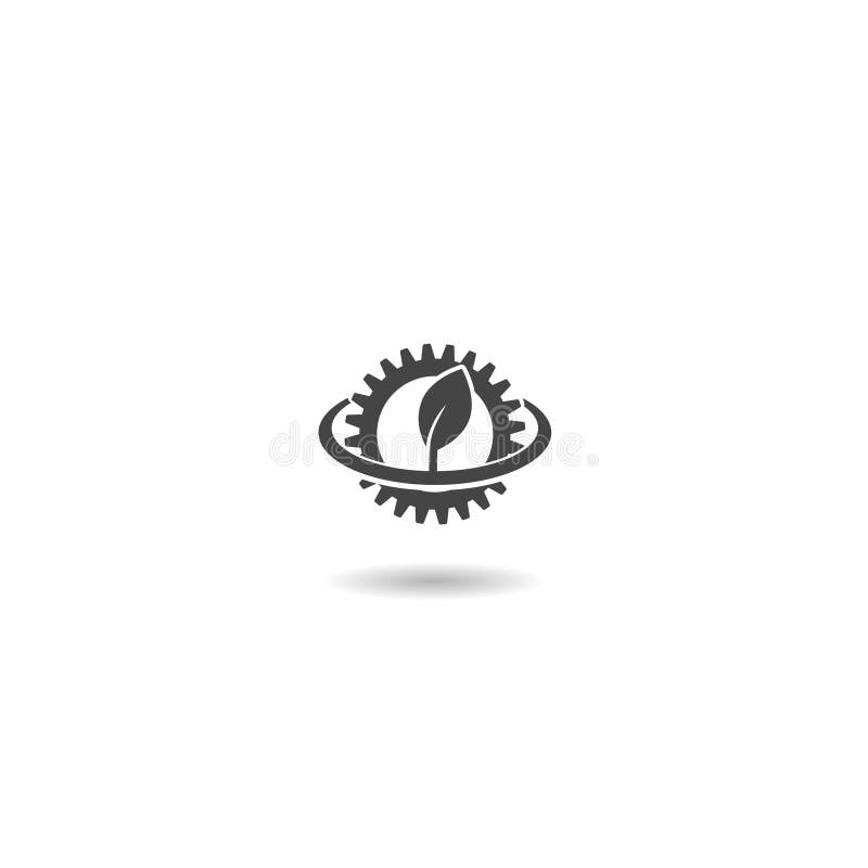 Nature Gear Icon Logo with Shadow Stock Vector - Illustration of design ...