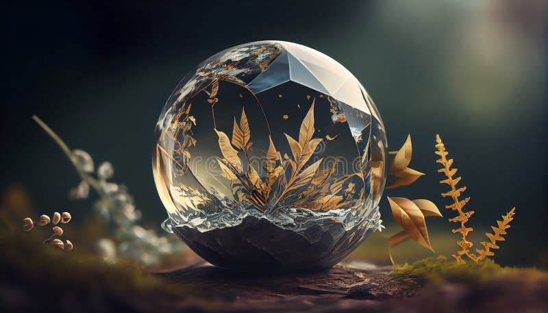 Nature Gemstone Sphere Reflection in Water Blue Drop ,generative AI ...