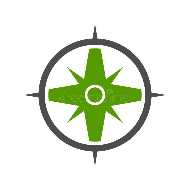 Green Compass Icon Isolated On Blue Background Windrose Navigation