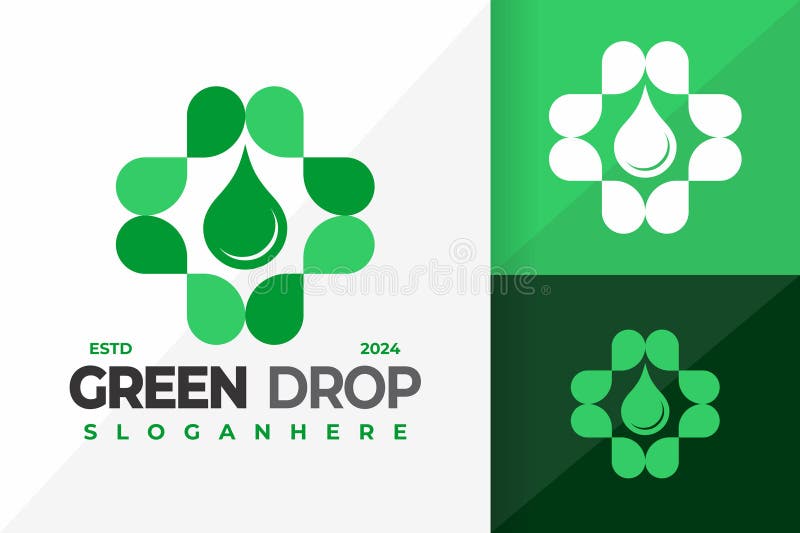Nature Green Drop Logo Design Vector Symbol Icon Illustration Stock ...