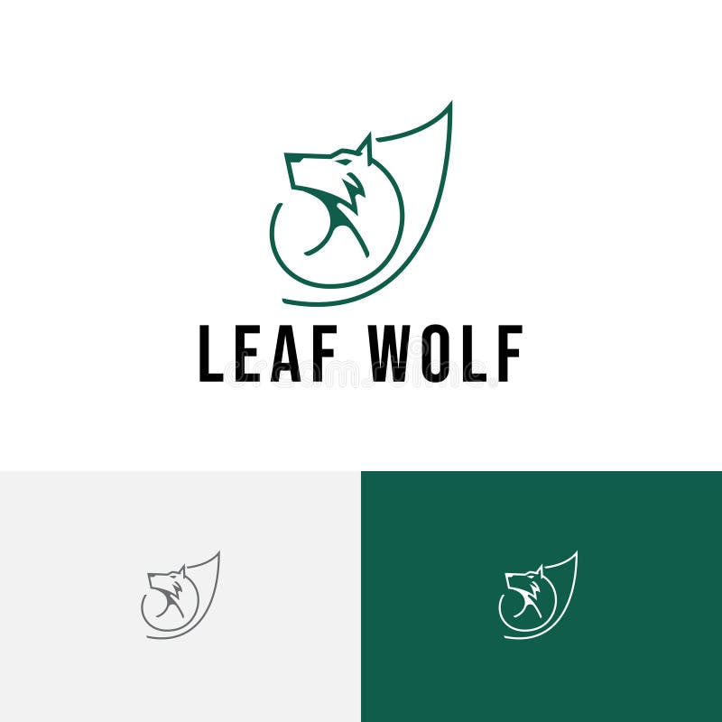 Nature Green Leaf Eco Wolf Head Line Logo Stock Vector - Illustration ...