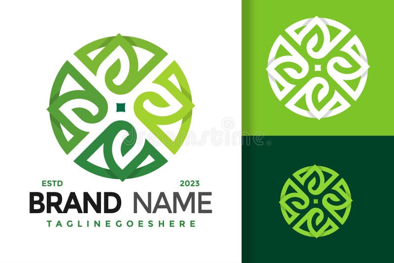 Nature Green Ornament Leaf Circular Spiral Logo Stock Vector ...