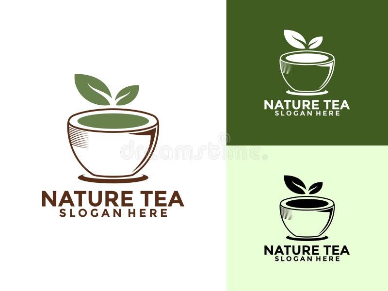 Nature Green Tea with Cup and Leaf Logo Vector, Premium Quality Organic ...