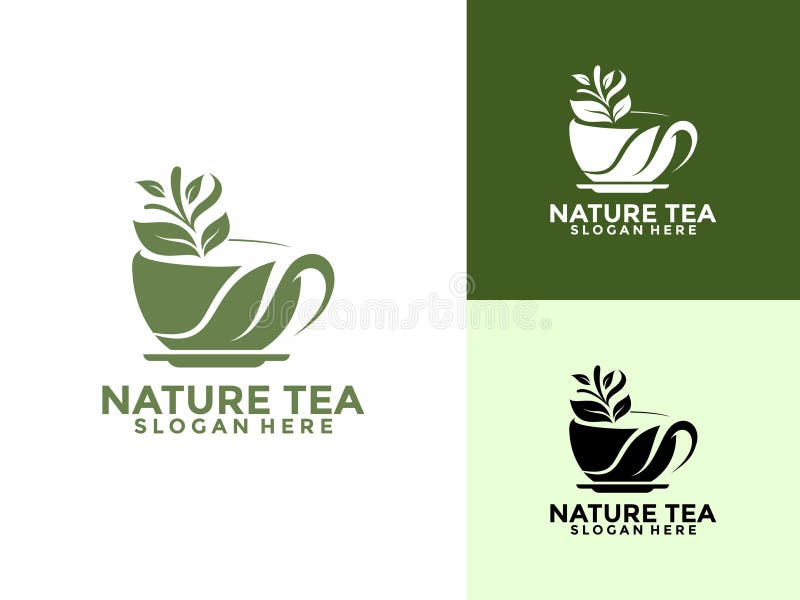 Nature Green Tea with Cup and Leaf Logo Vector, Premium Quality Organic ...