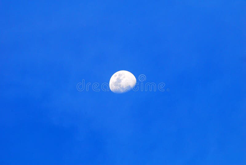 The Nature of the Half Moon and Blue Sky Stock Image - Image of cloud ...