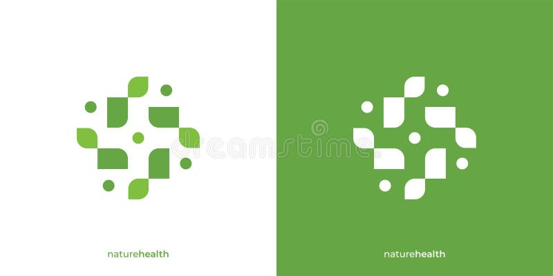 Simple Nature Health Logo. Plus and Leaves Graphic Icons Stock Vector ...