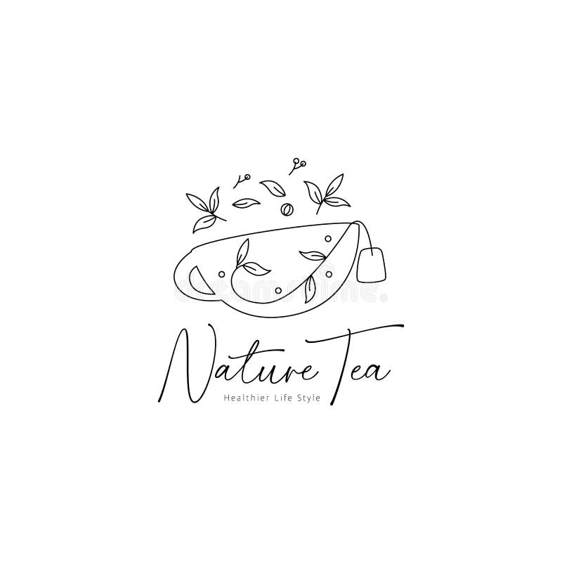 Nature Herbal Tea Logo with Leaf and Flower Decoration Vector Icon ...