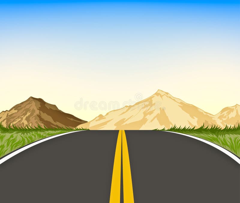 Beautiful 2d Landscape with Road and Clouds Stock Illustration ...
