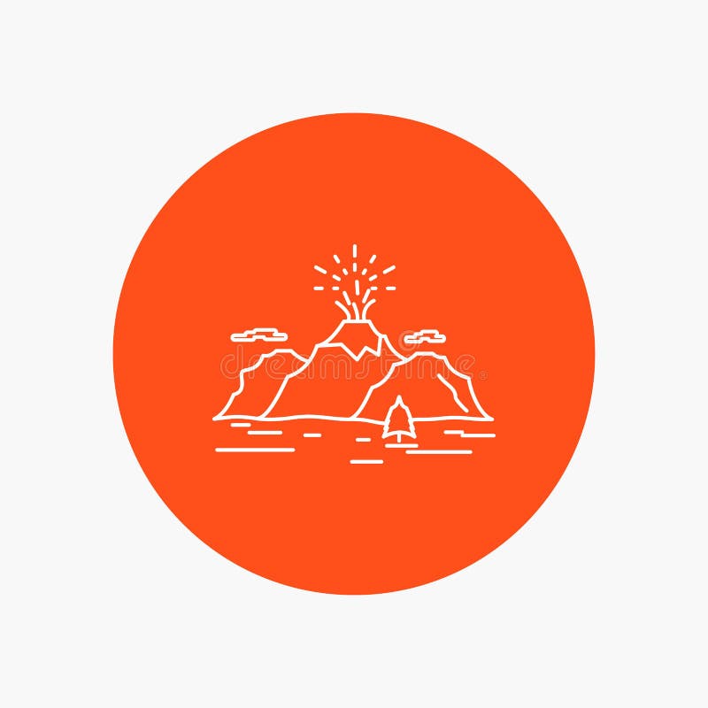 Nature, Hill, Landscape, Mountain, Blast White Line Icon in Circle ...