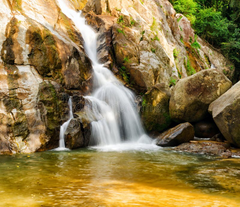 Hin Lad Waterfall. Koh Samui, Thailand Stock Photo - Image of foliage ...