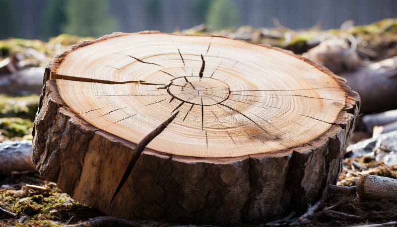Nature History in a Circle of Fallen Tree Rings Generated by AI Stock ...