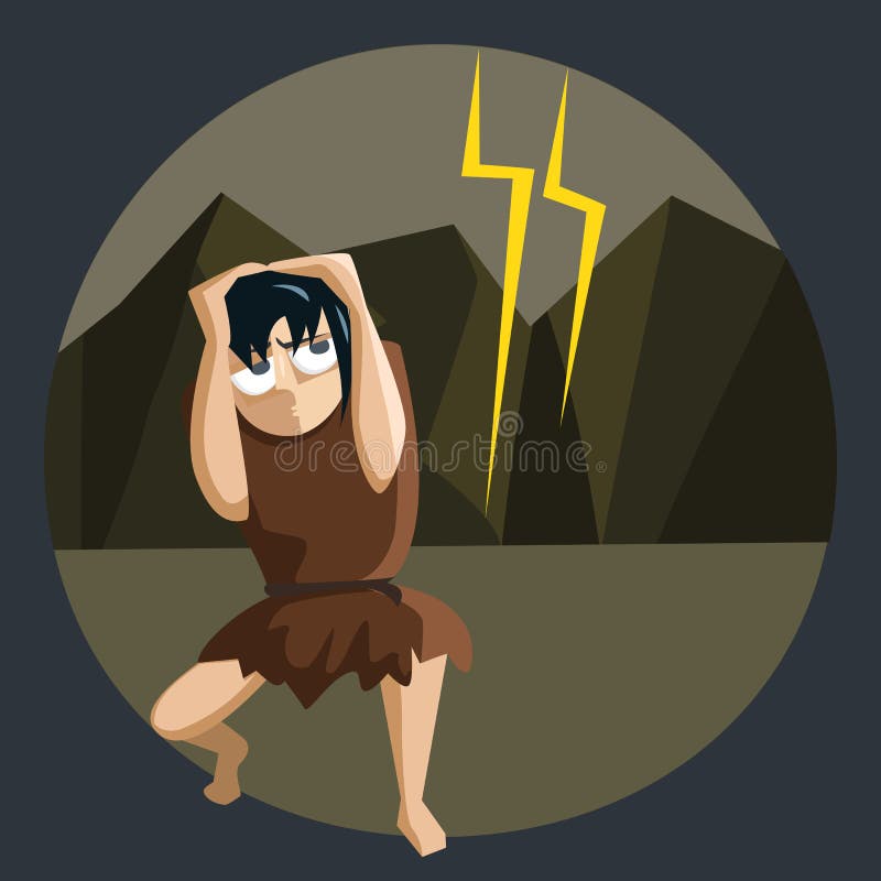 Kid Afraid of the Lightning and Storm Stock Vector - Illustration of ...