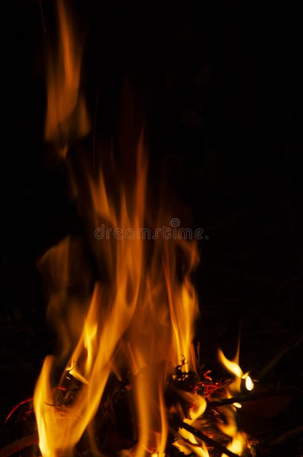 Beautiful Red Flame of Bonfire in Night Stock Image - Image of glossy ...