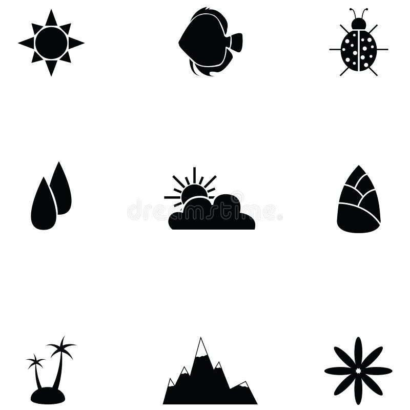 Nature icon set stock vector. Illustration of silhouette - 120767800