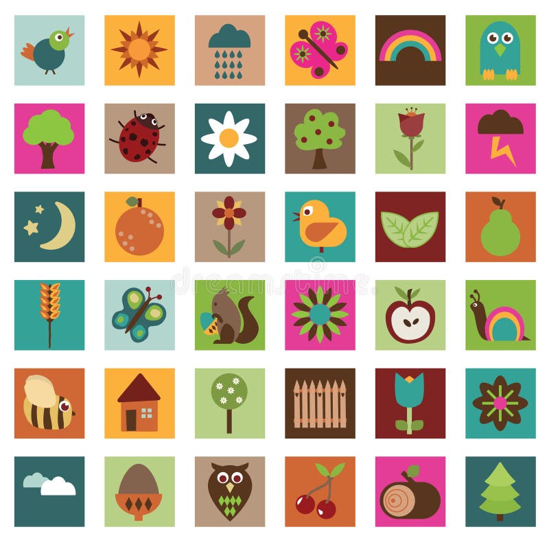 Nature icons stock vector. Illustration of orange, acorn - 7807297