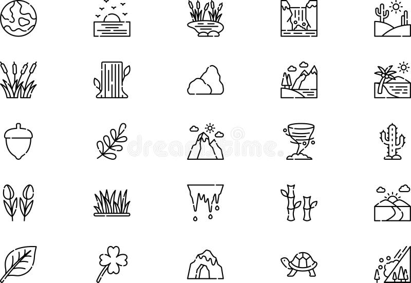 Nature Icons Collection is a Vector Illustration with Editable Stroke ...