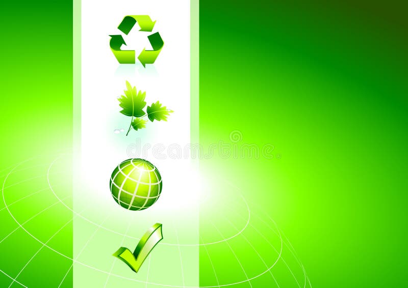 Nature Icons on Green Background Stock Illustration - Illustration of ...