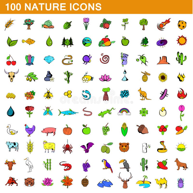 Colorful Nature Icons Isolated Stock Illustration - Illustration of ...