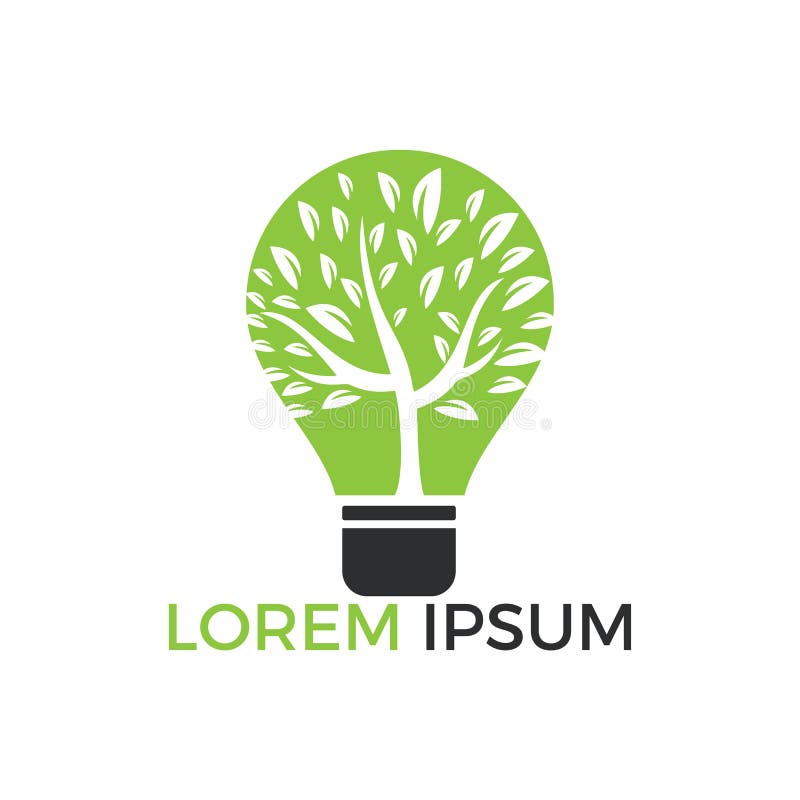 Abstract Bulb Lamp with Tree Logo Design. Stock Vector - Illustration ...