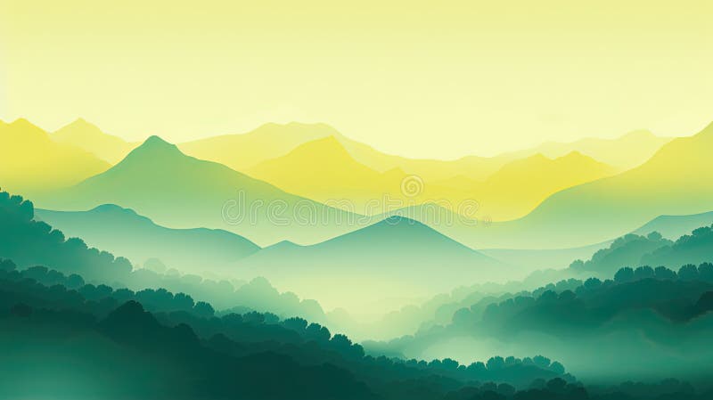 Nature Illustration Sunset Landscape Atmosphere. Environment Theme ...