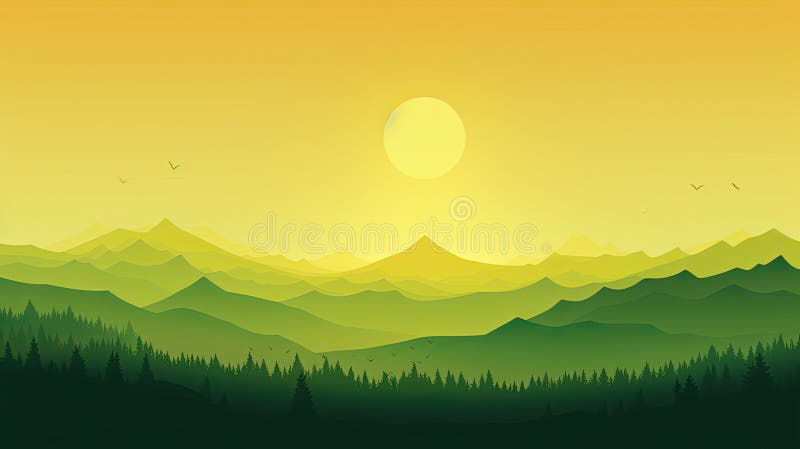 Nature Illustration Sunset Landscape Atmosphere. Environment Theme ...