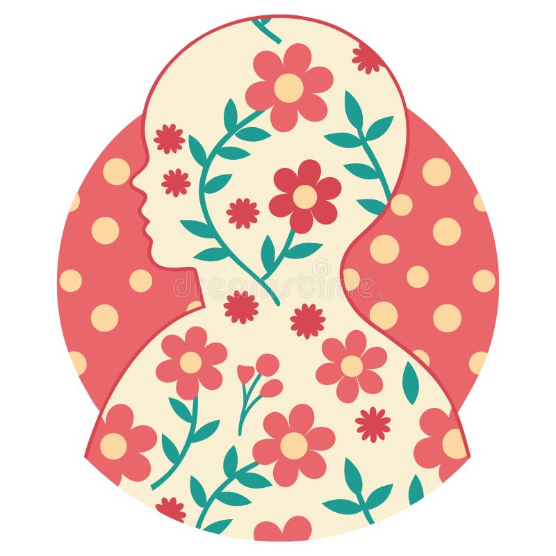 Nature Inside Blooming Floral Pattern on Female Form Stock Illustration ...