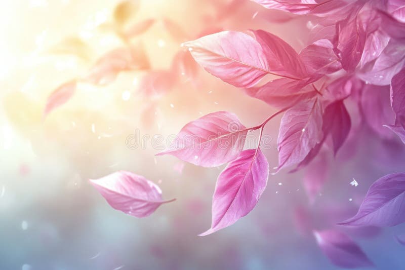 Nature-inspired Artwork, Soft Leaves Dancing in Gentle Spring Wind ...