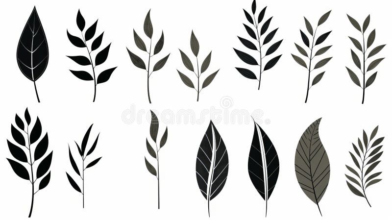 Nature-inspired Black and White Vector Illustrations with Stenciled ...