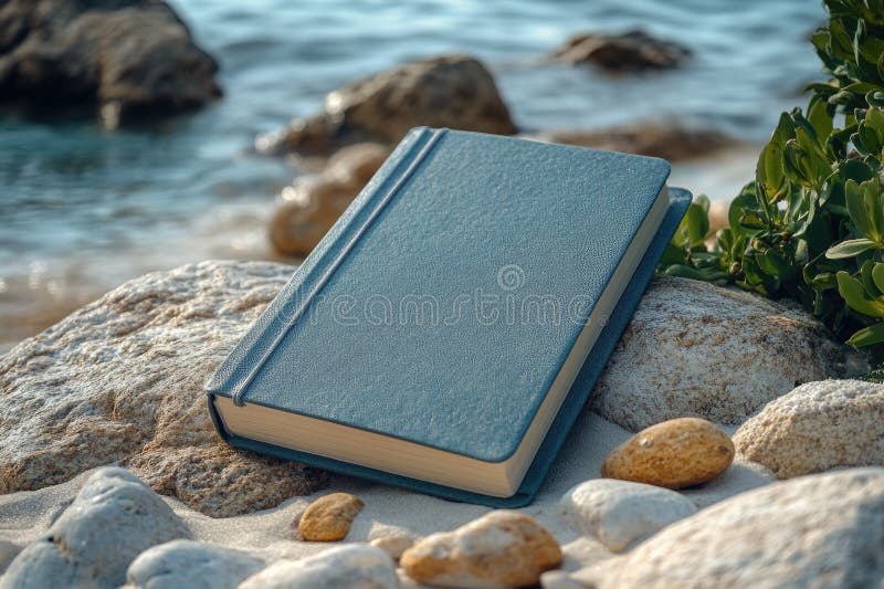 Nature-Inspired Book and Notebook Mockup Displayed on Rocks and Sand ...