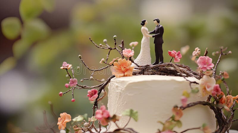 Nature-inspired Cake Topper Made of Twigs and Florals . Stock Photo ...